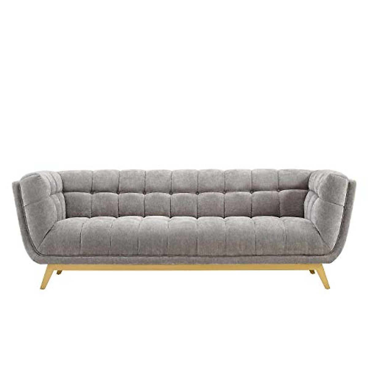 Modway Bestow Tufted Crushed Performance Velvet Sofa, Light Gray