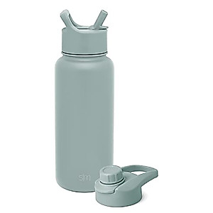 Simple Modern Water Bottle with Straw and Chug Lid Vacuum Insulated Stainless Steel Metal Thermos Bottles | 32oz, Sea Glass Sage & Bottle Brush for Cleaning Baby Bottles, Tumblers, Cups and More