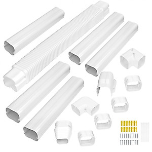 YoleShy 3'' 9 Ft Mini Split Line Set Cover PVC Mini Split Cover Kit Easy Installation Decorative Line Cover Kit for Mini Split AC Line Cover Kit for Heat Pump & Units Air Conditioners