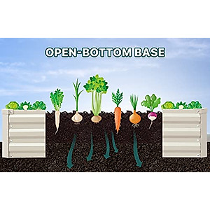 BUTUNITA Beige Raised Garden Bed Outdoor Metal for Gardening Vegetables Flower Garden Planter Box Large Raised Bed,8x4x1ft Beige