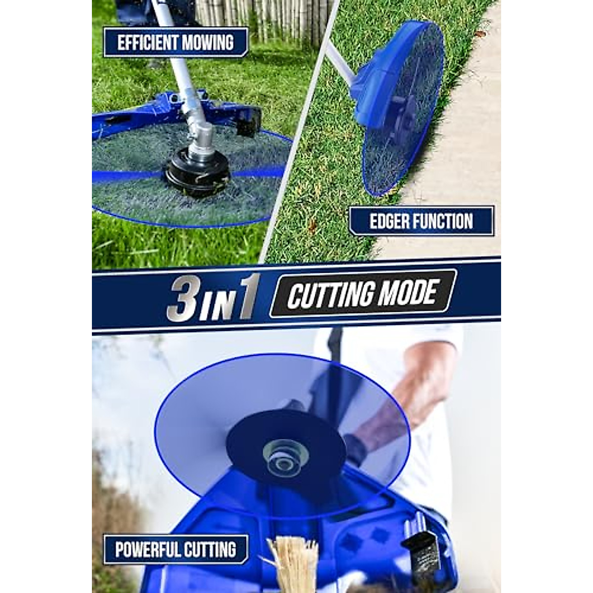 WILD BADGER POWER 26cc Weed Wacker Gas Powered, 3 in 1 String Trimmer/Edger 17'' with 10'' Brush Cutter,Rubber Handle & Shoulder Strap Included