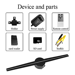 Hologram Fan, Faryuan 3D Holographic Display Air Fan Video Projector,Promotional Player Machine,224 Led 16.5inch Diameter Advertising Led Fan 3D Hologram Projector