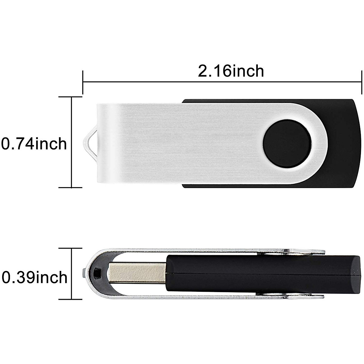 USB Bulk Flash Drives 128MB 100 Pack TOPESEL USB 2.0 Flash Drives Bulk Thumb Drive Pack Memory Stick Swivel Pen Drives (Black)