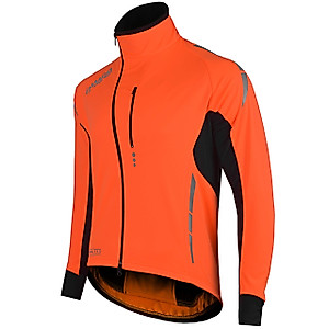 Zimco Pro Men Winter Cycling Jackets High Viz Bicycle Jersey Windproof Thermal Insulated Jacket (2XL, Tangerine)