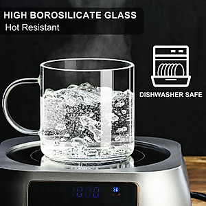 PARACITY Clear Coffee mug 14oz, Glass Coffee Mugs Set of 2, Large Glass Coffee Cups with Handle, Glass Tea cups for Hot/Cold Drink, Latte, Cappuccino, Tea, Juice and Beer