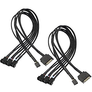 XMSJSIY SATA to 3 Pin 4 Pin PWM Fan Adapter Splitter Hub for 12V Desktop Computer Cooler Case Fans, 2 Pieces Packing