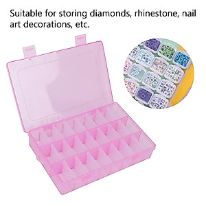 Nail Art Storage Box, 24 Grid Pink Empty Nail Boxes Nail Tips Nail Art Storage Box Plastic Rhinestones Bead Decoration Organizer Case DIY Handmade Gifts Nail Art Supplies Nail Art Container For Beads