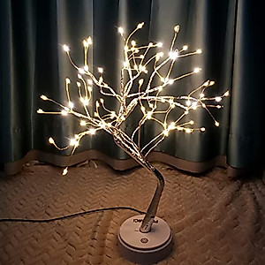 pete mici 108 LED Tabletop Bonsai Tree Light 20’’ Warm White Artificial Fairy Light Tree Battery/USB Operated Twinkling Tree Lamp for Christmas Wedding Home Decoration