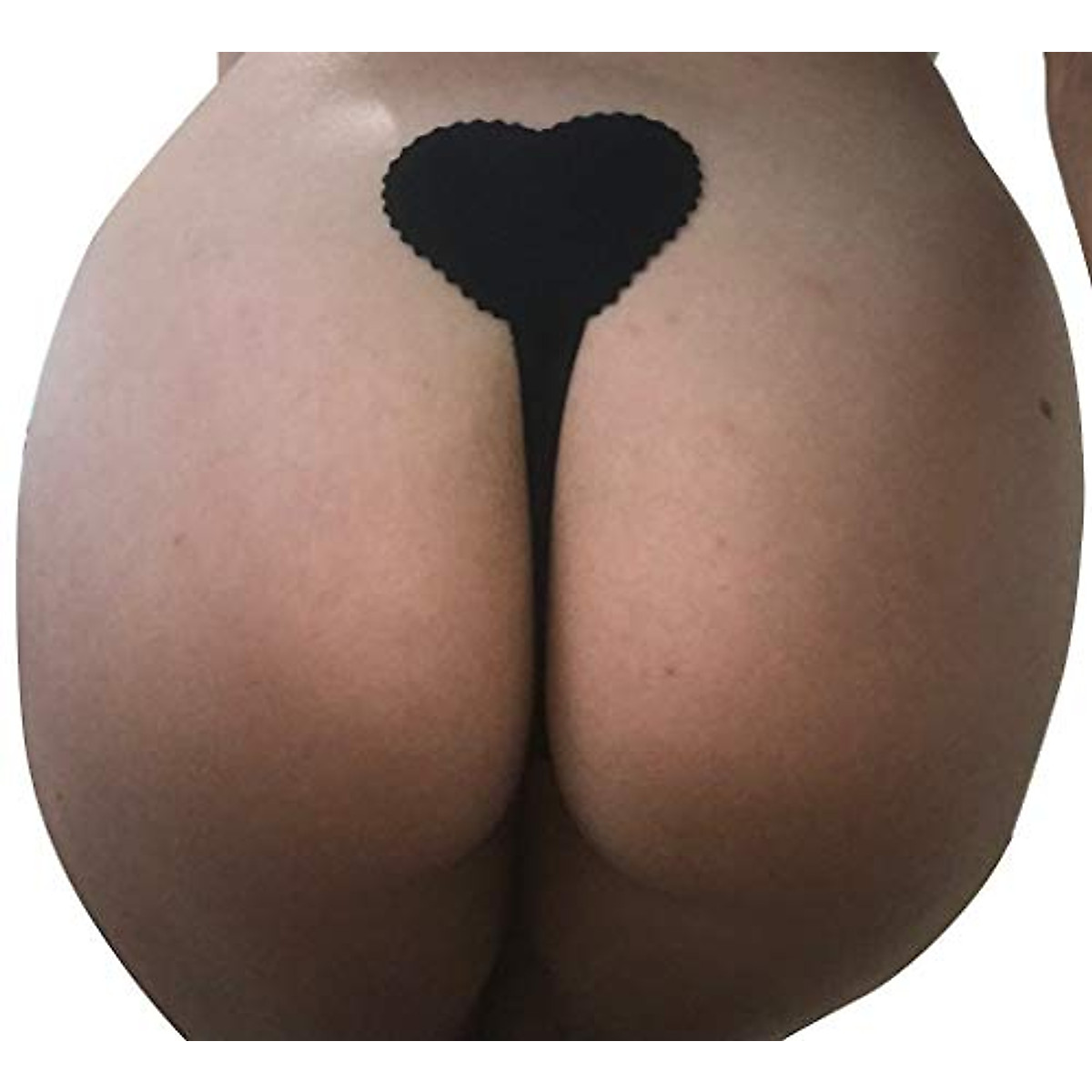 Amoreza by SKS C Style Invisible No Panty Line Heart Shaped Strapless C-String Thong (XL, Black, x_l)