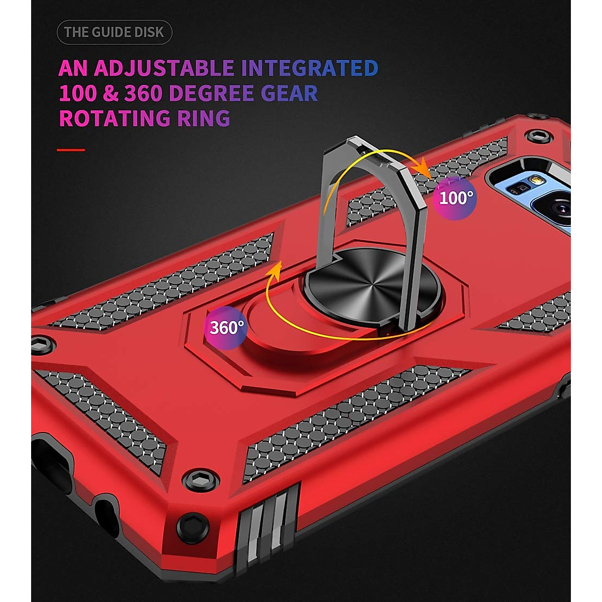 Military Grade Drop Impact for Samsung Galaxy S8 Plus Case(Galaxy S8+) 6.2 inch 360 Metal Rotating Ring Kickstand Holder Built-in Magnetic Car Mount Armor Case for Galaxy S8+ Phone Case (Black)