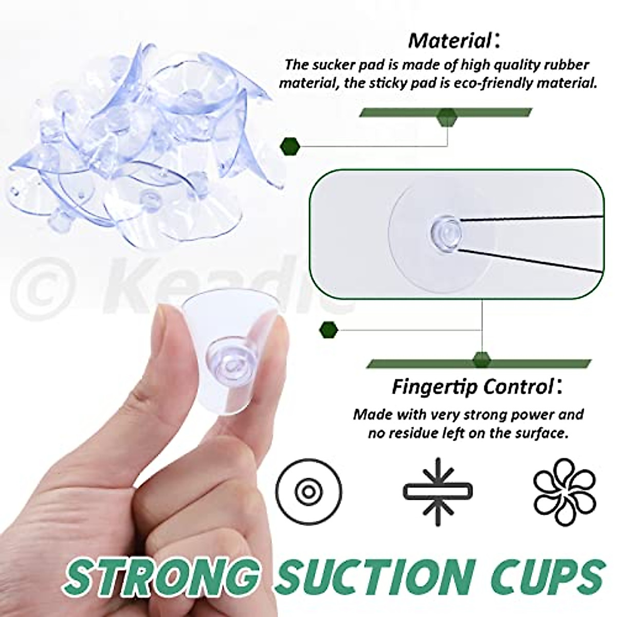 Keadic 80 Pcs 5 Sizes Rubber Clear Suction Cups Set, 2.5/3/3.5/4/4.5 CM Heavy Strength Anti-Collision Plastic Sucker Pad Without Hooks for Home Kitchen Bathroom Hanging