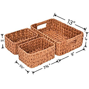 GRANNY SAYS Bathroom Baskets for Organizing, Wicker Storage Baskets for Bathroom, Bathroom Counter Storage, Toilet Basket Tank Topper, Caramel Orange, Set of Wicker Baskets 3 Pack