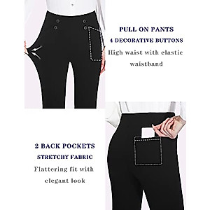 Tapata Women's Bootcut Dress Pants 28"/30"/32"/34" Work Pants with Pockets Stretchy Slacks Business Casual Pants Tall/Long/Petite/Regular, 30" Black, XL