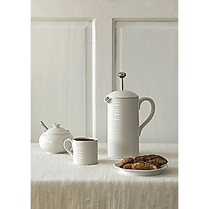 Portmeirion Sophie Conran White Covered Sugar Bowl | 11 Oz Sugar Container | Sugar Jar for Coffee Bar, Home, and Kitchen Countertop | Made from Fine Porcelain