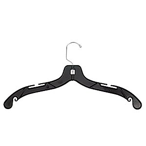 NAHANCO 2500 Plastic Shirt/Dress Hanger with Swivel Chrome Hook, Heavy Weight, 17", Black (Pack of 100)