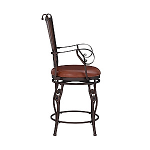 Powell Company Big & Tall Copper Stamped Back Arms by Powell Big and Tall Counter Stool, 24" Seat Height, brown
