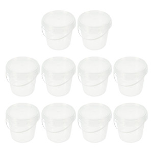 Clear Plastic Ice Cream Bucket: 10Pcs 1L Small Transparent Buckets with Lids Handles Reusable Food Container for Ice Cube Dry Fruits Nuts Grains