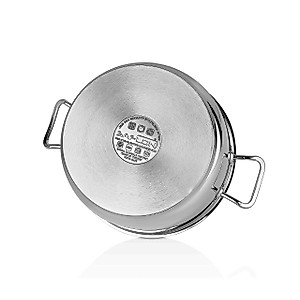 Saflon Stainless Steel Tri-Ply Capsulated Bottom 6 Quart Stock Pot with Glass Lid, Induction Ready, Oven and Dishwasher Safe