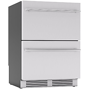 Zephyr Presrv 24 Inch Single Zone Refrigerator Drawers Wine & Beverage Fridge, Stainless Steel Wine Cooler Home Bar Under Counter Freestanding Built In, Energy Star Certified, 5.4 Cu. Ft