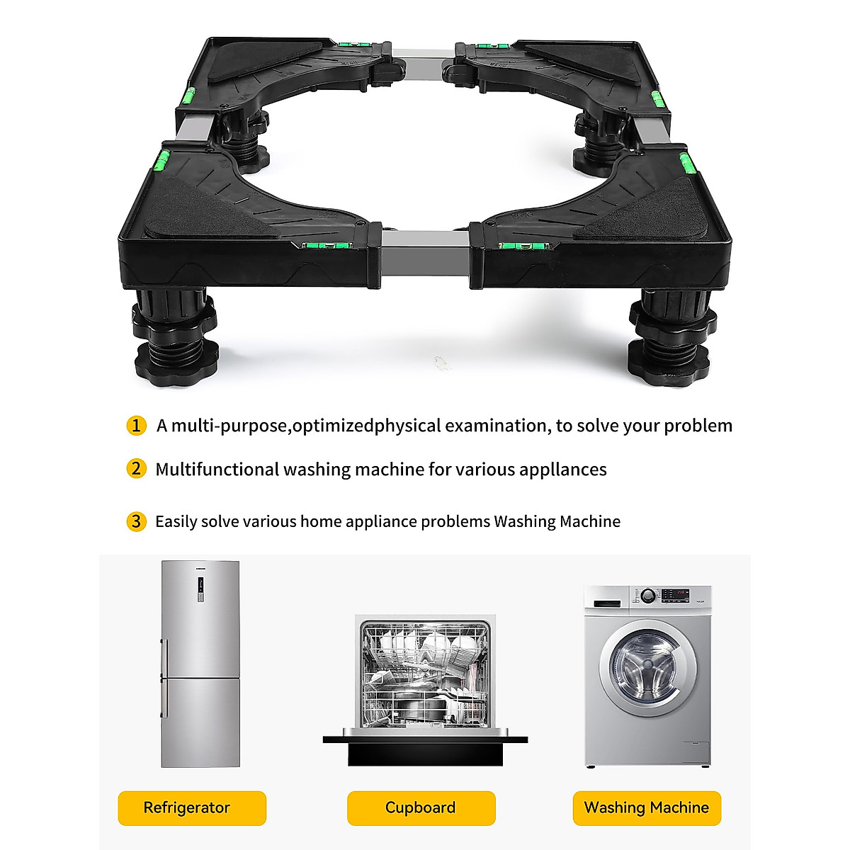 Adjustable Mini Fridge Stand, Mini Fridge Organizer Accessories Universal Stand, Mini Fridge Cabinet, Mini Fridge Stand with Storage, for Dryer, Washing Machine, Refrigerator Furniture Sliders