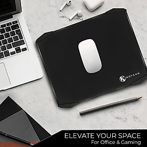 KOVEHN Dual-Sided Aluminum Hard Mouse Pad (L) - Non-Slip Silicone Feet - Strong and Durable Dual Surface Mousepad for Office and Gaming (Jet Black)