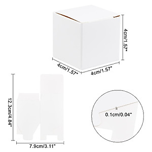 PH PandaHall Kraft Paper Box, Mini White Paper Gift Packaging Box with Lid Soap Box Foldable Cardboard Earring Ring Small Jewelry Favor Treat Candy Boxes for Birthday Wedding, 30 Pack 1.5x1.5x1.5inch