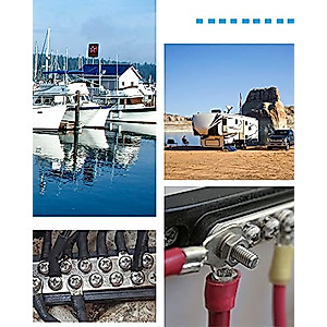 LENKRAD Power Distribution Block Bus Bar with Ring Terminals - 150A Double-Row Busbar for Car Marine Boat, 4 x M6 Stud, 12 x M4 Screw