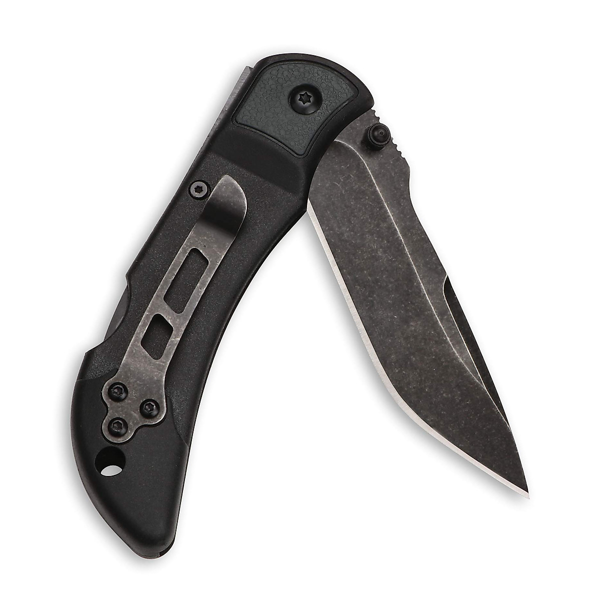 OUTDOOR EDGE 3.3" Gray Chasm - EDC Lockback Folding Pocket Knife with Non-Reflective Blackstone Coated Stainless Steel Blade and Pocket Clip