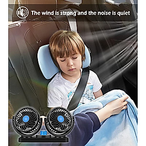 Dual Head Car Fan with Cigarette Lighter Adaptor,2 Speed Strong Quiet Wind+All-Round Adjustment Car Fans that Blow Cold Air Wide Range,Summer Car Essentials Desk Fan for SUV RV Truck Dashboard