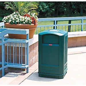 Rubbermaid Commercial Products Plaza Trash Can, 50 GAL, Black Plastic, Outdoor for Stadiums/Parks/Shopping Plazas