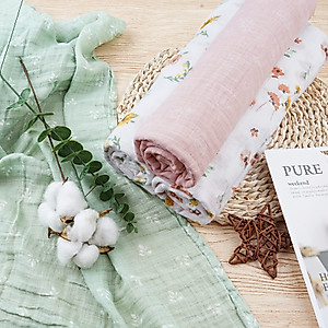 Softan Swaddle Blanket, Muslin Swaddle Blanket for Boys & Girls, 47X47In Muslin Swaddle Receiving Blanket for Newborn, Baby Muslin Swaddle Blanket Soft Silky & Breathable, 4 Pack