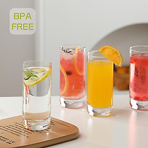 Wlasss Drinking Glasses Set of 6, 13oz Crystal Highball Glasses, Clear Tall Glass Cups,Water Glass for Kitchen, Beer, Juice, Whiskey,Mojito Cocktail Glasses for Bar Glassware