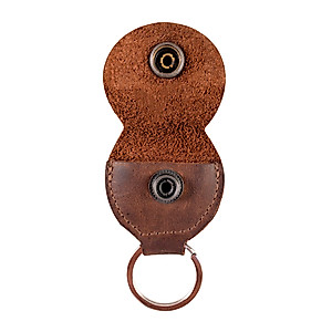 Hide & Drink, Guitar Pick Holder with Ring, Key Organizer, Keychain for Guitar Players, Full Grain Leather, Handmade, Bourbon Brown