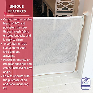 Cardinal Gates RETG Retractable Baby Gate - Mesh Retractable Dog Gate - Extends Up to 55 Inches Wide - 36 Inches Tall - White