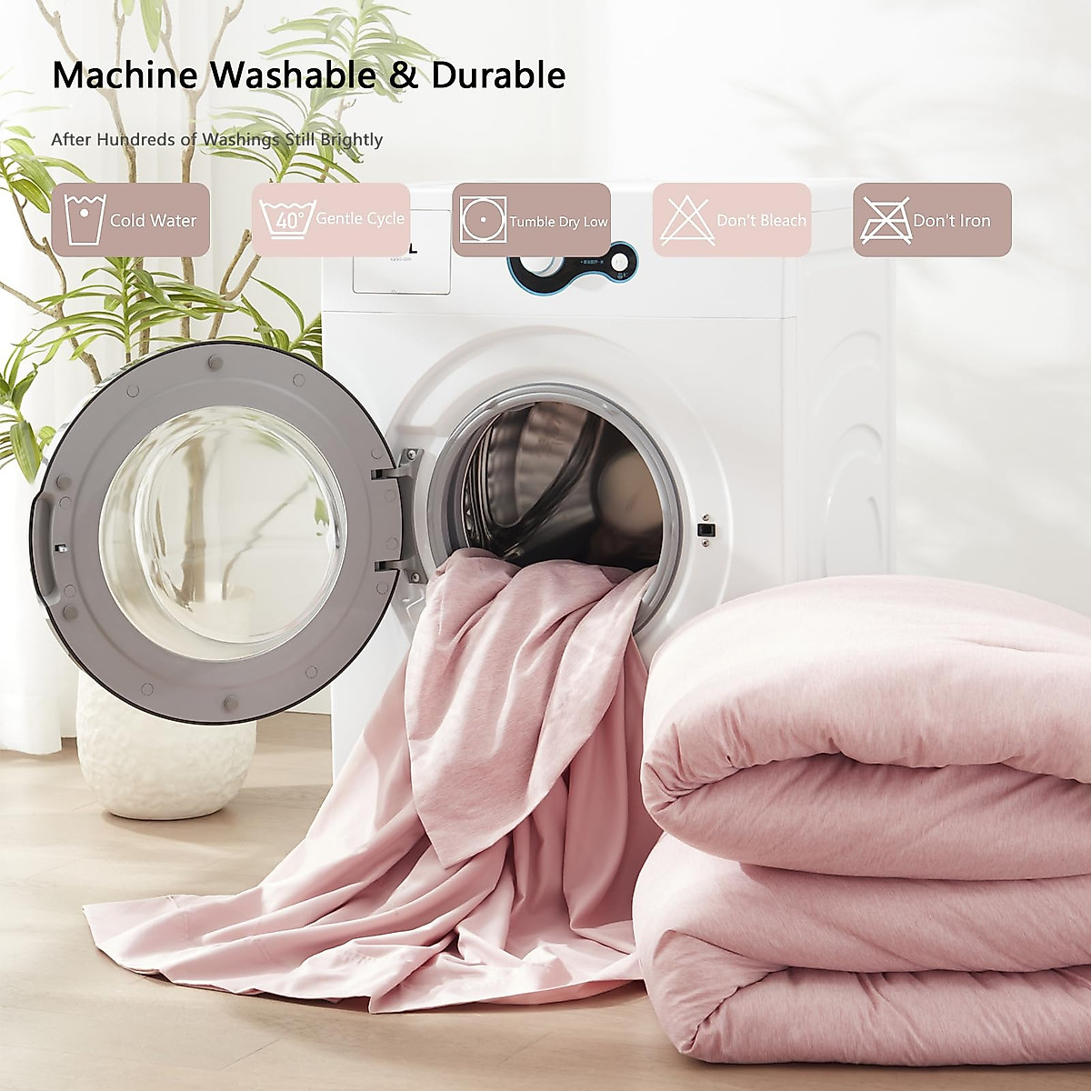 UNILIBRA Full Comforter Set 7 Pieces - Pink Bed in a Bag Full Size Soft for All Seasons - Cationic Dyeing Bedding Comforter Sets with Comforter, Flat Sheet, Fitted Sheet, Pillowcases & Shams