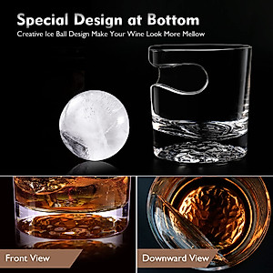 Chouggo Cigar Whiskey Glasses - Unique Ice Ball Bottom Design - Old Fashioned Whiskey Glasses Set of 2, Great Gifts for Dad from Daughter, Son, Wife