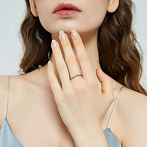 BERRICLE Sterling Silver Wishbone Wedding Rings Cubic Zirconia CZ 7-Stone Curved Band for Women, Rhodium Plated Size 9