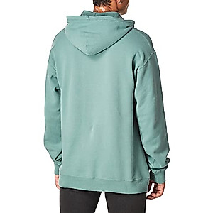 Hanes Mens Originals Fleece Hoodie, Garment Dyed Sweatshirt, Unisex Pullover Hooded, Cypress Green, Large US