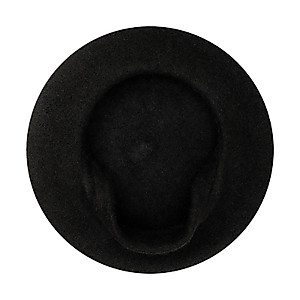 Gllutt Beret Hat Artist French Style Warm Thick 90% Wool Solid Color for Women (Black)