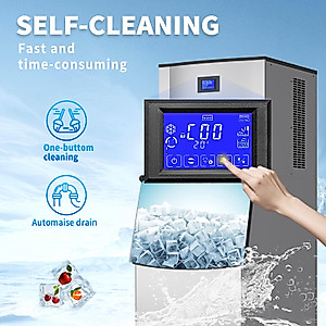 Commercial Grade Ice Maker Machine - 550LBS/24H with 350LBS Bin 1200W Ultra Strong Compressor, Stainless Steel Construction Fully Automatic Operation Perfect for Bar Restaurants and Business