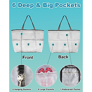 Mesh Beach Tote Bag Western Texas Star 60L Oversize Beach Tote Berries Farmhouse Live Laugh Love Toy Tote Grocery Storage Net Swim Bag with Pockets Foldable Lightweight for Beach Pool 24"x18"x8"