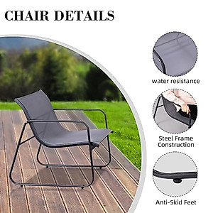 4 Piece Patio Furniture Set, Outdoor Conversations Sets for Patio, Lawn, Garden, Poolside with a Glass Coffee Table, Heathered Grey Fabric with Black Frame