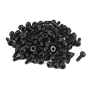 uxcell 100 Pcs 12.9 Steel Alloy Countersunk Hex Socket Knurled Pan Head Bolt Screw M2x5