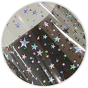 Super Clear Glitter Star PVC Leather Roll, Transparent Star Printed Synthetic Leather 0.5mm Thickness for DIY Projects Sewing Craft 12 inches x 53 inches (Gray), 12 inches x53 inches , XHT-284A