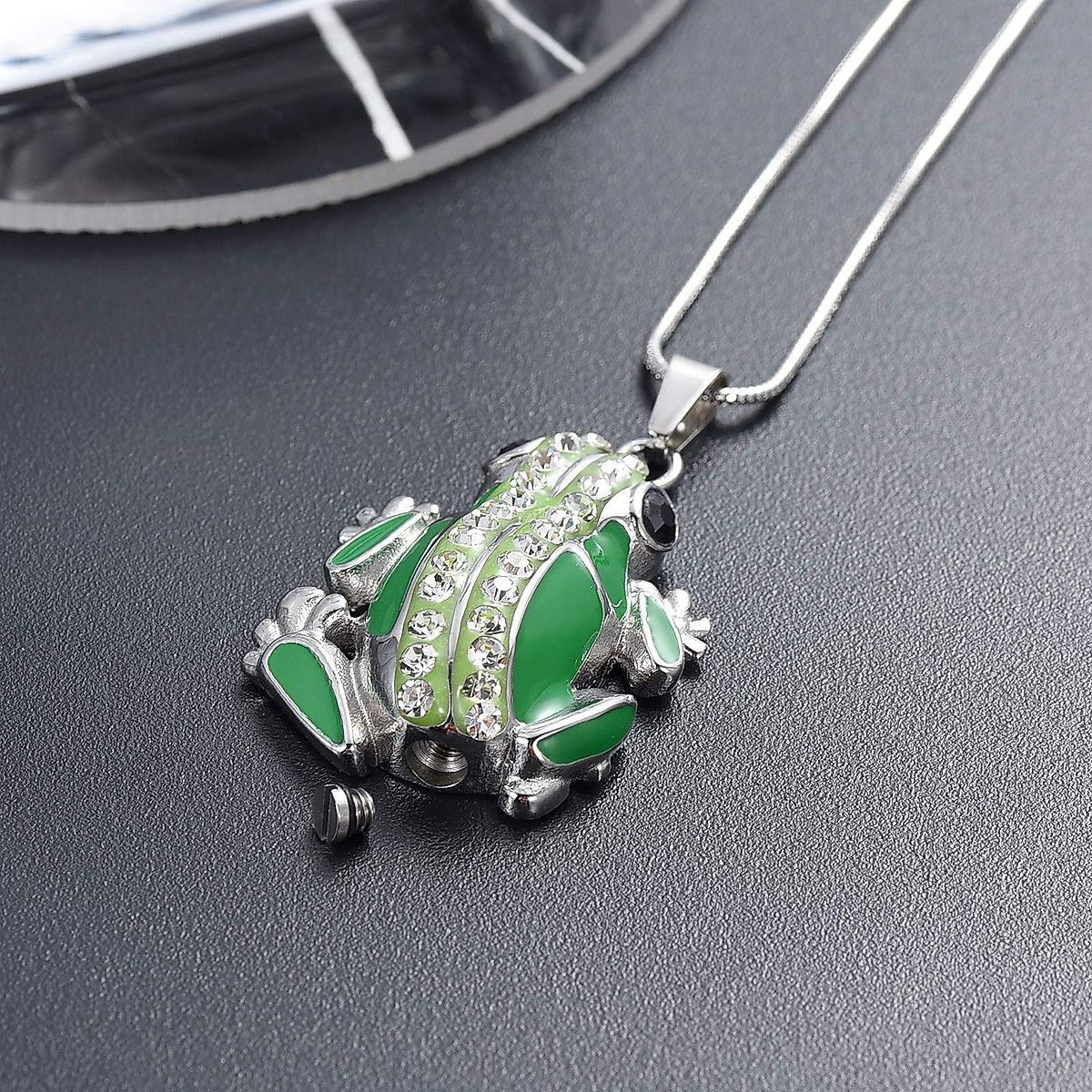Cremation Jewelry Frog Shape Urn Necklace Ashes Keepsake Holder Memorial Urn Necklace Sweater Necklace