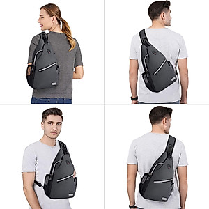 MOSISO Sling Backpack, Multipurpose Crossbody Shoulder Bag Travel Hiking Daypack, Space Gray, Medium