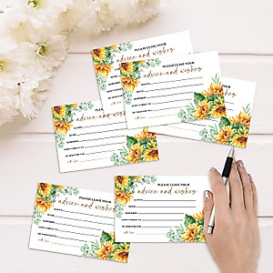 YUEXLL Set of 25 Sunflower Advice and Wishes Cards for Bride and Groom, Birthday, Engagement, Wedding, Bridal Shower, Baby Shower, Anniversary Party Card - 05