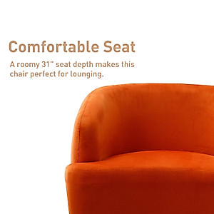 Bonzy Home Swivel Barrel Accent Chair Set of 2, Comfy Velvet Upholstered Round Swivel Armchair with Padded Cushion, Modern Channel Club Chair for Living Room Bedroom, Orange