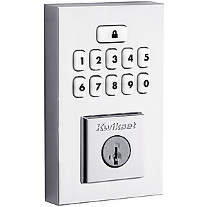 Kwikset 9260CNT-26S Contemporary SmartCode Keypad Electronic Deadbolt SmartKey Bright Chrome Finish