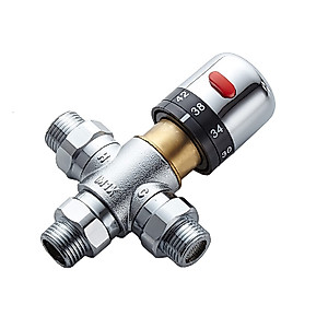 HHOOMMEE DN15 Thermostatic Water Mixing Valve, 3 Way 1/2 Inch Temperature Control Bathroom Faucet Shower Valve…